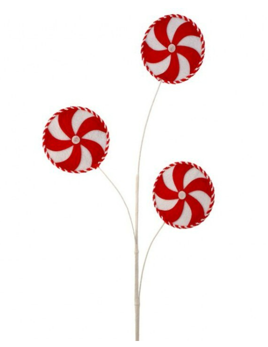 31" Triple Peppermint Swirl Disk Spray - Red and White – Mama Noel Designs