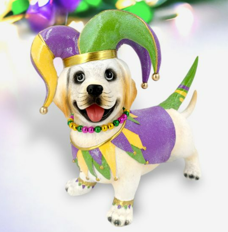 10in Mardi Gras Lab Figurine – Mama Noel Designs